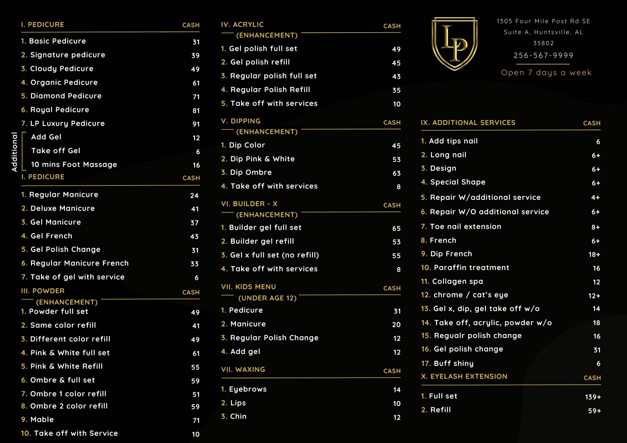 Our Menu | LP Luxury Nail Lounge