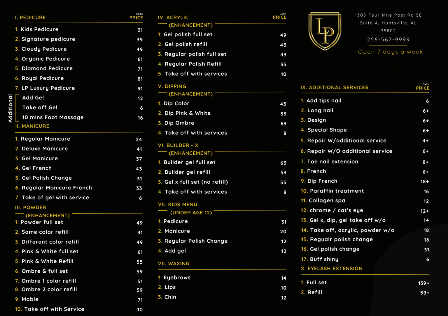 Our Menu | LP Luxury Nail Lounge